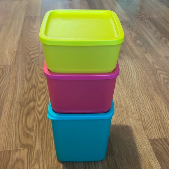 Tupperware | Kitchen | 3 New Bright Color Tupperware Stackable ...